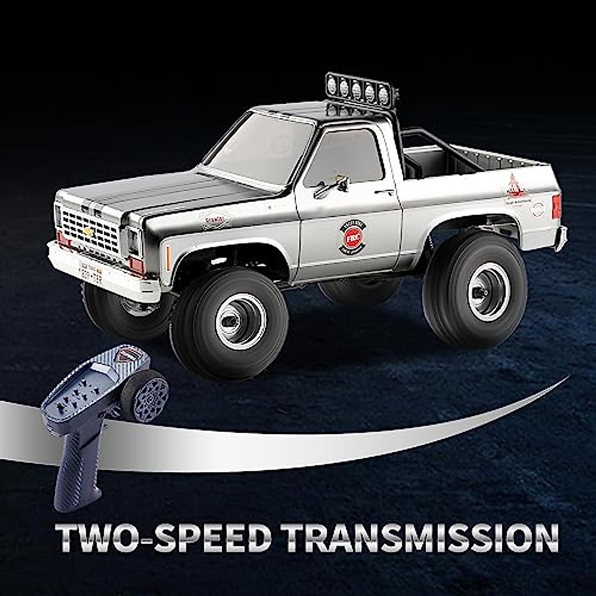 FairRc Mod 1/24 RC Crawler FCX24 Chevy K5 Blazer, Mini RC Car Pick Up Truck & SUV 2 in 1, 4WD 8km/h 2 Speeds Switch, 2.4GHz 3CH RC Model with LED Lights for Adults, Silver Without Stickers