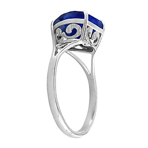 Galaxy Gold GG 4.3 Carat 14k Solid White Gold Ring with Natural 10mm Heart-shaped Sapphire - Size 7