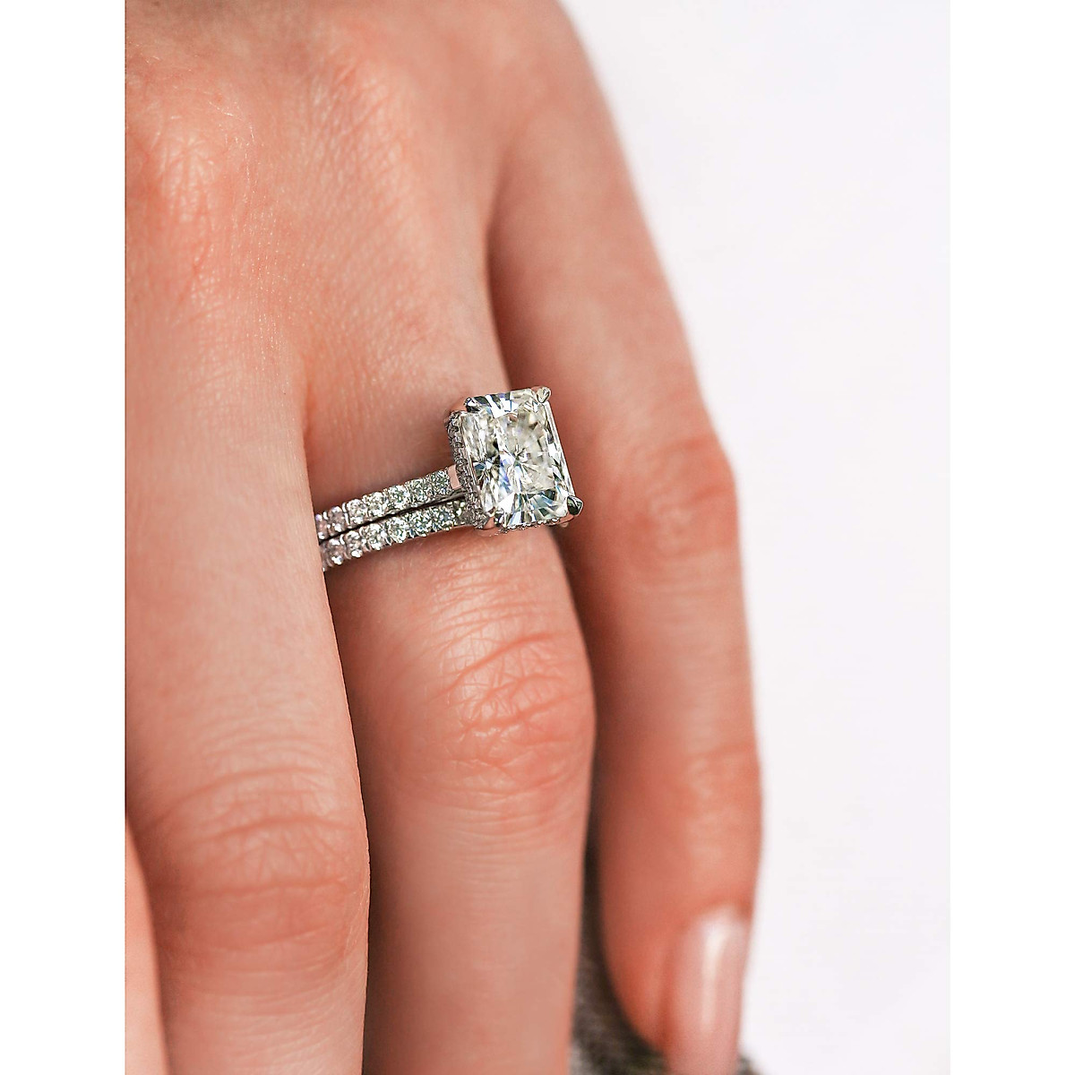 Kobelli 2.7ct Radiant Moissanite Drop Halo Bridal Set - white-gold / 6.0 G-H