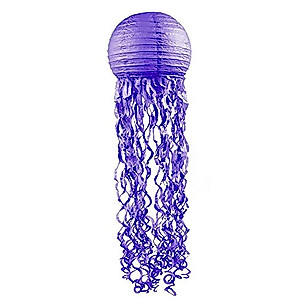 Jellyfish Paper Lanterns 3 Pack Purple Green and Blue Mermaid Under The Sea Ocean Birthday Party Decorations Supplies Easy Setup Room Décor
