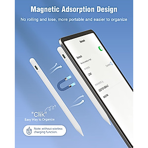 Stylus Pen for Apple iPad, iPad Pencil 2nd Generation with Palm Rejection, for 2018-2022 iPad 6/7/8/9 iPad Air 3/4/5 iPad Pro 11''& 12.9'' iPad Mini 5/6, Smart Bluetooth Pen for Writing Drawing