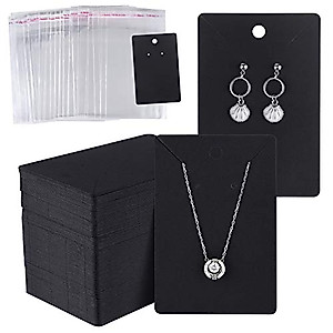 MIAHART 150 Set Earring Display Card with 150 Pcs Self-Seal Bags, Earring Holder Card for Selling DIY Ear Studs, Earrings and Jewelry Display (Black)