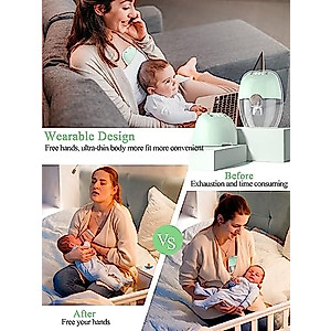 Wearable Breast Pump, 2 Pack Double Wireless Pump with Comfortable Double-Sealed Flange, 3 Modes & 9 Levels Electric Pump Portable, Smart Display, 24mm