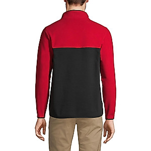 Lands' End Mens Snap Neck Fleece Pullover Black/rich Red Regular Medium