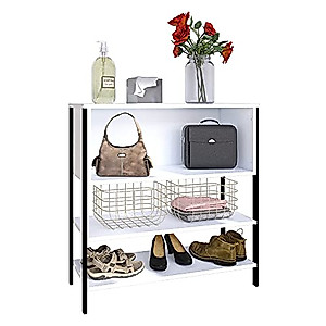 PLAYCON Decorative Open Shelf Unit and Display Cabinet, for Living Room, Study Room or Else, 32(11/16)" Wide, Innovative Textured PVC White Wood Veneer Looking Finishing