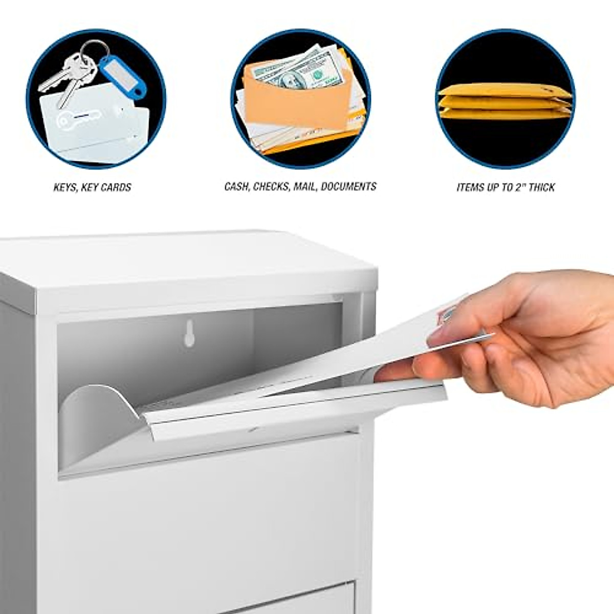 Barska CB13956 Large Locking Wall Mount Rainproof Mail Drop Box with Key Lock, for Home, Office, Business Document Cash Key