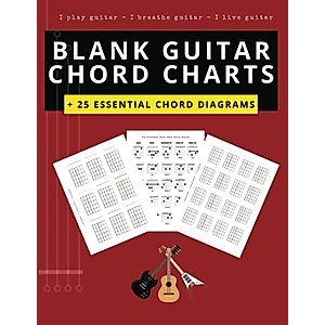 Awesome Blank Guitar Chord Book (Red): 6 & 16 Large Chord Boxes Per Page (Gifts for Guitarists & Songwriters) + BONUS 25 Essential Chord Charts + ... (Guitar Notebooks & Guitarist Accessories)