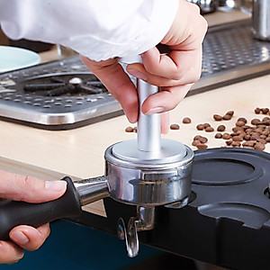 MMtong Coffee Tamper, Espresso Tamper Set 51/58mm for Espresso Barista，Aluminum Tamper Press plus Free 5oz/150ml Milk Frothing Pitcher with Art Pen, Silver