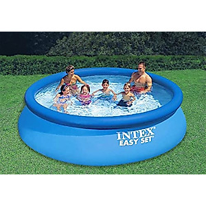 Intex 12 Foot by 30 Inch Easy Set Inflatable Above Ground Swimming Pool with 530 GPH Krystal Clear Filter Pump for Children and Adults, Blue