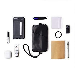 Moment Crossbody Wallet with Wrist and Neck Strap - Compact, Stylish Wallet for Everyday Essentials and Phones (Black Leather)