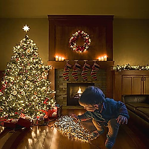 SUNTIAN Christmas String Lights,105FT Connectable Fairy Twinkle Light 300 LED Indoor Lights String with Remote[8 Modes & Waterproof],for Home Decoration, Christmas Patio Garden Wedding Party (White)