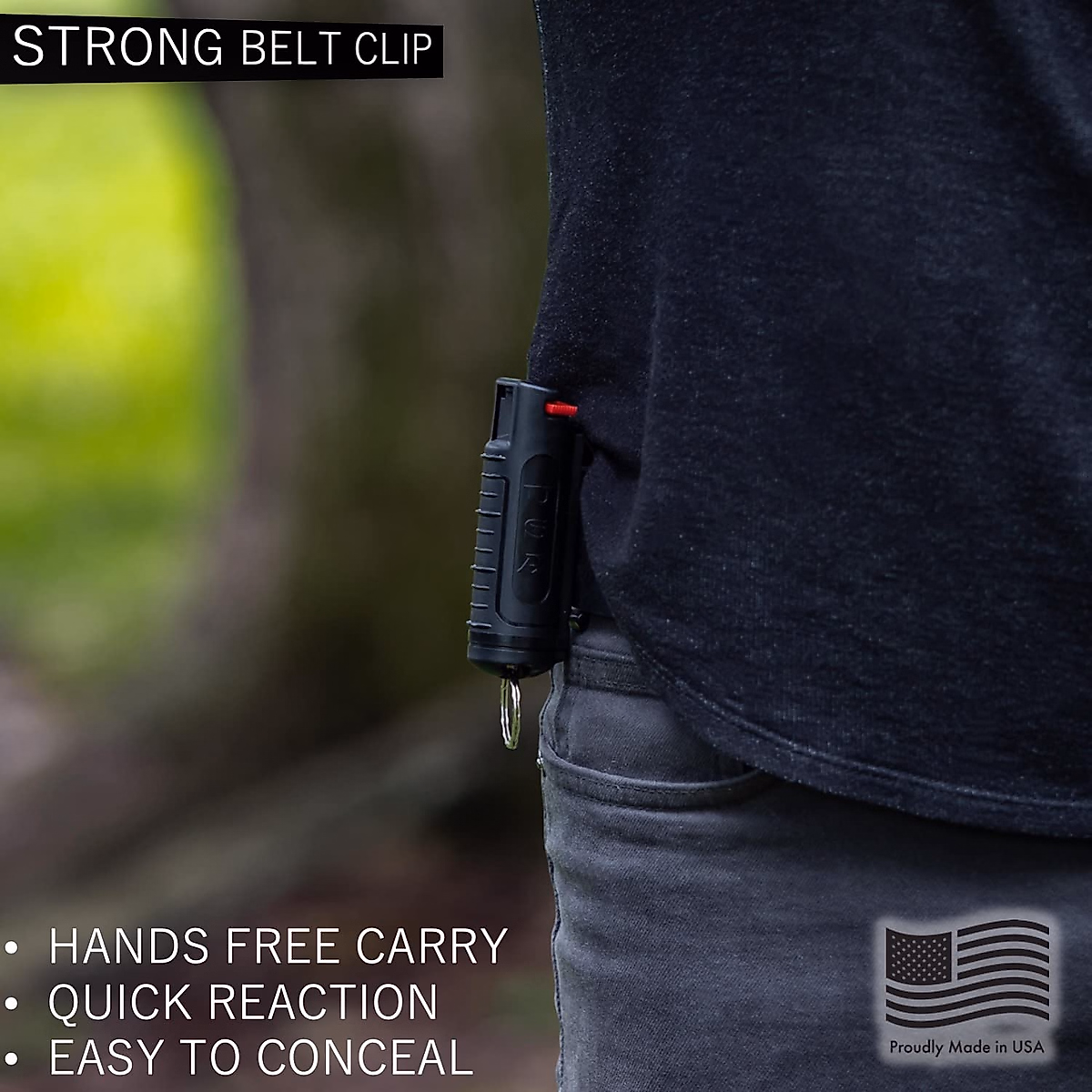 Police Magnum Keychain Pepper Spray Bulk Self Defense Set- Maximum Strength- Belt Clip Safety Key Chains for Women & Men- Made in The USA- 7 Pack Black INJ