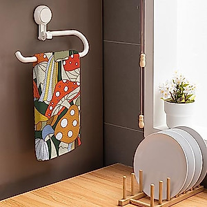 HIWX Retro 70s Hippie Groovy Mushroom Decorative Kitchen Towels and Dish Towels,Trendy Preppy Boho Mushroom Hand Towels Tea Towel for Bathroom Kitchen Decor 16×24 Inches