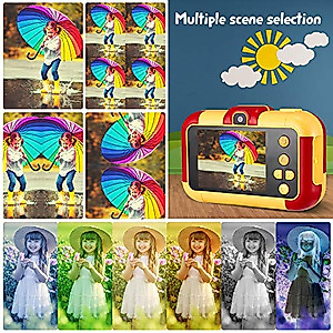 SUZIYO Kids Digital Camera, Children Selfie Video Camcorder 1080P Dual Lens 2.4 Inch HD, Best Christmas Electronic Gifts Toys for Age 3-10 Years Old Boys & Girls Toddlers (with 32G Micro SD Card, Red)