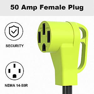 XGGYA 3 Prong 30 Amp to 50 Amp RV Generator Twist Lock Adapter,NEMA L5-30P Male Plug to NEMA 14-50R Female 12 Inch with Grip Handle,Heavy Duty STW 10 AWG Generator Adapter for RV Trailer Camper