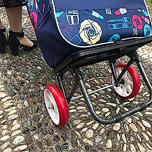 Shopping Trolley on Wheels Multi Function Shopping Cart Folding Trolley Large Capacity Light Weight Wheeled Trolley Push Cart Bag with 2 Wheels Storage Hand Trucks,Black ,