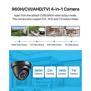 ZOSI 2Pack 1080p Bullet Dome Security Camera Outdoor Indoor (Hybrid 4-in-1 HD-CVI/TVI/AHD/960H Analog CVBS), IR Night Vision, Weatherproof CCTV Camera