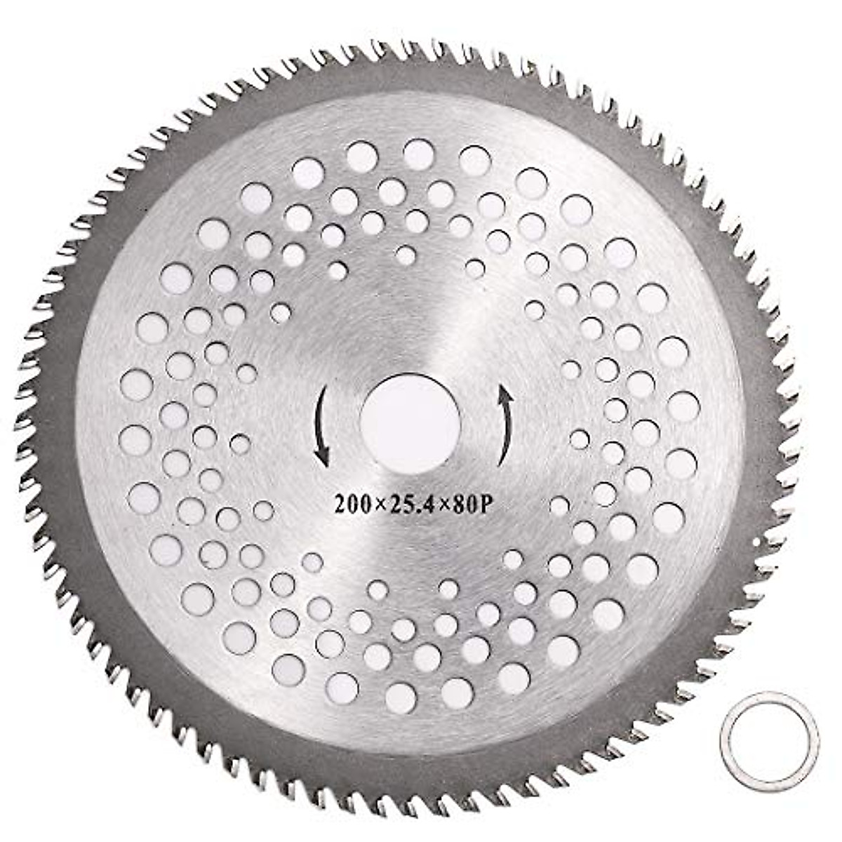 BlueNatHxRPR 8 Inch 80T Carbide Tip Blade with Washer Adapter Brush Cutter Trimmer Weed Eater Blade