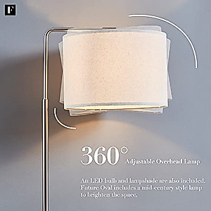 FENLO Future Oval - 45.5" Mid-Century Desk with Charging Station, Home Office Desk with USB, USB-C, and Power Outlet, Smart Work Table for Home Office, Round Table with USB Charging (Walnut)