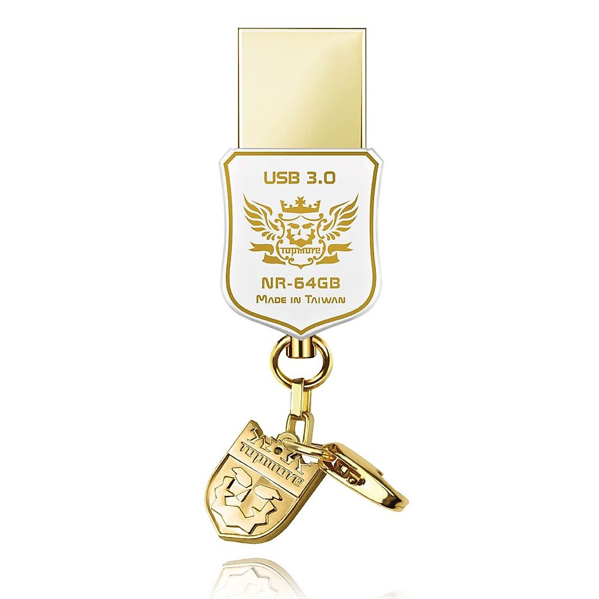 TOPMORE NR Series USB 3.0 The Capets Logo Design Flash Disk Portable High Read Speed Memory Stick (64GB, White & Gold)