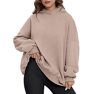 ATHMILE Fall Outfits for Women 2023 Hoodies Oversized Sweatshirt Sweaters Fleece Lined Plus Size Y2K Long Sleeve Tops Casual Fashion Coffee Grey