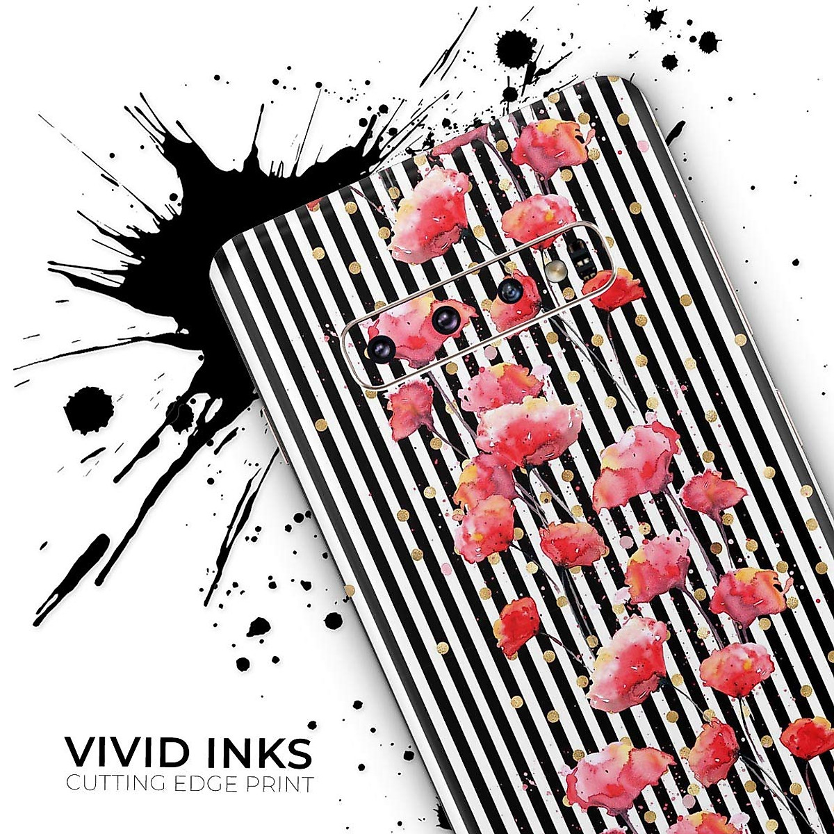 DesignSkinz Karamfila Watercolo Poppies V27 Protective Vinyl Decal Wrap Skin Cover Compatible with The Samsung Galaxy S20 (Screen Trim & Back Glass Skin)