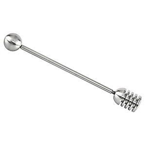 HOME-X Stainless-Steel Honey Dipper Wand for Honey Jars, Stainless-Steel Stirrer for Serving Honey and Syrup, Candy and Chocolate Drizzler Tool, 6 ¼” L x ¾” D, Stainless Steel