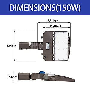 OSTEK 150W LED Parking Lot Light with Dusk to Dawn Photocell, 20KV Surge Protection, 5000K 21000LM LED Shoebox Lights with Slip Fitter Mount- Outdoor Pole Area Street Light, AC100-277V, UL&DLC Listed
