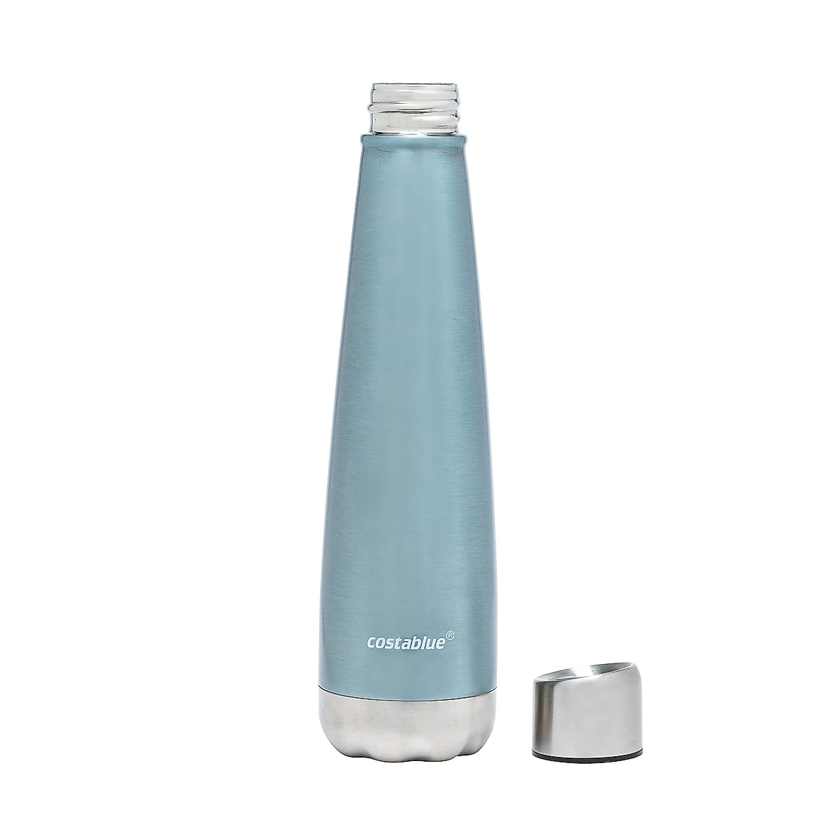 Costablue Santa Monica Vacuum Insulated Double Wall Stainless Steel Water Bottle 500 ml, Push Open & Close Lid, Reusable Water Flask – 17 Ounces, Moonlight Blue & Ocean Blue Combo