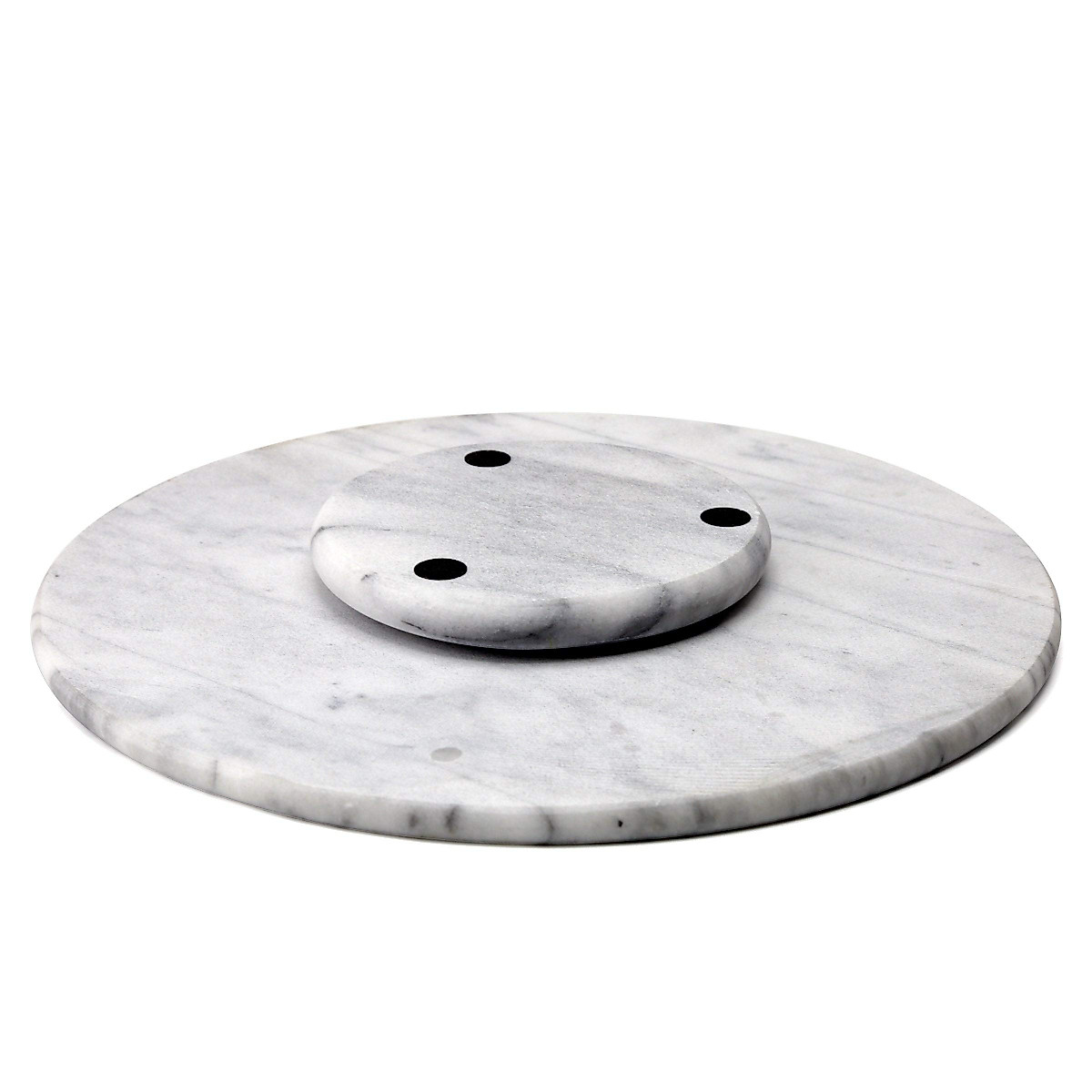 Unknown1 Off/White Marble 12" Lazy Rotating Serving Board White Stoneware