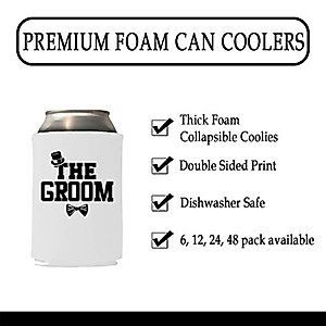 Veracco The Groom and Team Groom Can Coolie Holder Bachelor Party Wedding Favors Gift For Groom Groomsmans Proposal (White Groom, Black TG, 6)