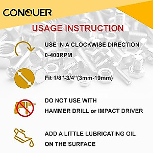 CONQUER Tools Deburring External Chamfer Tool, Premium Tungsten Blade, Deburring Drill Bit, Remove Burr Tools Quick Release Shank Fits for 1/8"-3/4"(3mm-19mm) Stainless Steel Burr Removal, Countersink