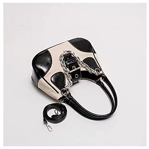 XPONNI Y2k Purse with Chain, PU Goth Purse, Y2k Accessories, Small Shoulder Bags for Women Crossbody (white)