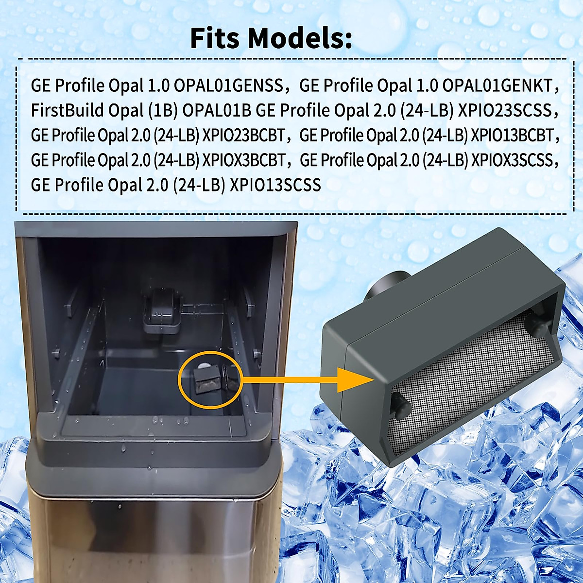 Upgraded Filter Piece ASM Gray Replacement Part Fits Ice Maker.Compatible with GE Profile Opal 1.0 OPAL01GENSS,OPAL01GENKT,2.0(24-LB) XPIO23SCSS,XPIO23BCBT,XPIO13BCBT,XPIOX3BCBT,XPIOX3SCSS,XPIO13SCSS