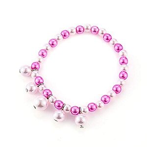 HANRESHE Charm Bracelet New Ladybug Bracelet Gift Pink Rose Red Imitation Pearl Bracelet Cosplay Girls Ladybug Party Kids Jewelry Elastic Adjustable Bracelet Costume Decoration for Kids