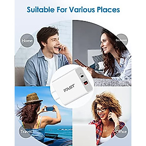 USB C Wall Charger Block, 20W 2Pack Dual Port USB-A USB-C Power Adapter Plug PD Fast Charging Block Cube Brick for iPhone 14/Pro Max/Plus/13/12/11/Mini, XS/XR/X/8/7/6, iPad Pro/Air, Google Pixel 7/6/5
