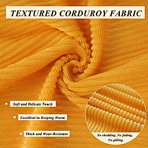 FlyGulls Set of 4 Chair Cushions for Dining Chairs 18" x 18" Corduroy Chair Seat Cushion for Office and Kitchen Chair Comfort Chair Cushion for Long Sitting (Yellow)