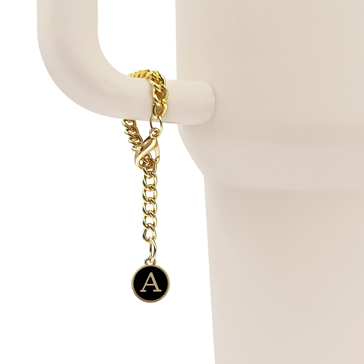 Velaco 4 PCS Initial Letter Charm Accessories and Straw Cover Pack- Chains with Initial Letter for Stanley 20 30 40 oz Tumbler with Handle