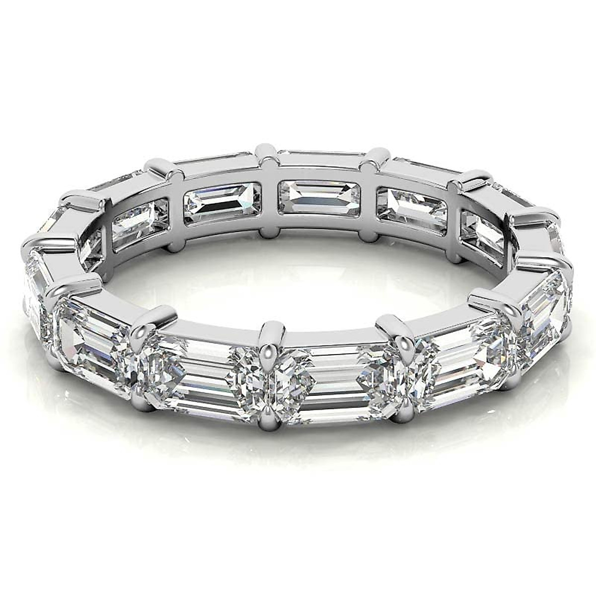 Love Band Moissanite Engagement Band for Women, Wedding Band 2.00 CT, Colorless, VVS1 Clarity Emerald Cut Moissanite Band in Sterling Silver, Promise Ring For Her (7)