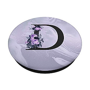 Initial Letter D Purple Lavender Floral Monogram For Women PopSockets PopGrip: Swappable Grip for Phones & Tablets