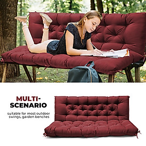 DANGHOOGY Porch Swing Cushions Waterproof Outdoor Swing Cushion 2-3 Seater Thickened 5 Inches Patio Swing Replacement Cushion for Outdoor Furniture 60×40" with Backresk (Red)