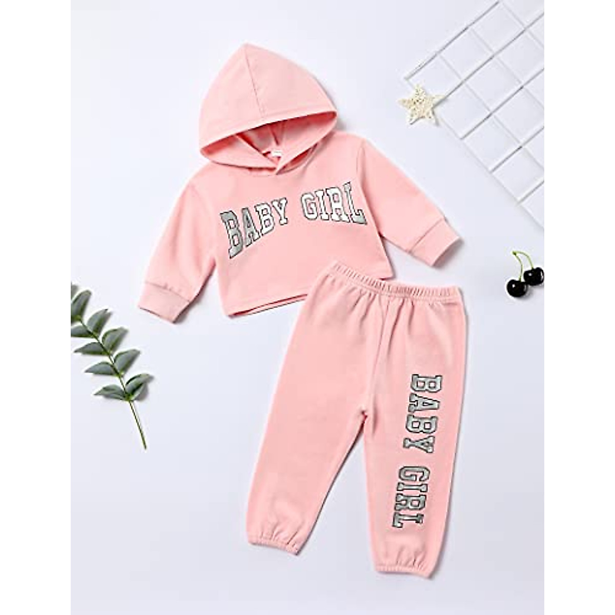 Menglang Toddler Girl Clothes Outfits Baby Girl Cropped Hoodie Pants Fall Winter Sweatshirt Set 2T Girl Clothes 3T