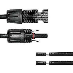 Renogy 10Ft 10AWG Solar Wire Extension Cables with Female and Male Connector, 1 Pair, Adaptor Kit, Black