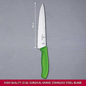 Victorinox 6.8006.19L4B Swiss Classic Carving Knife for Carving, Slicing and Dicing Meats, Vegetables or Fruits Straight Blade in Green, 7.5 inches