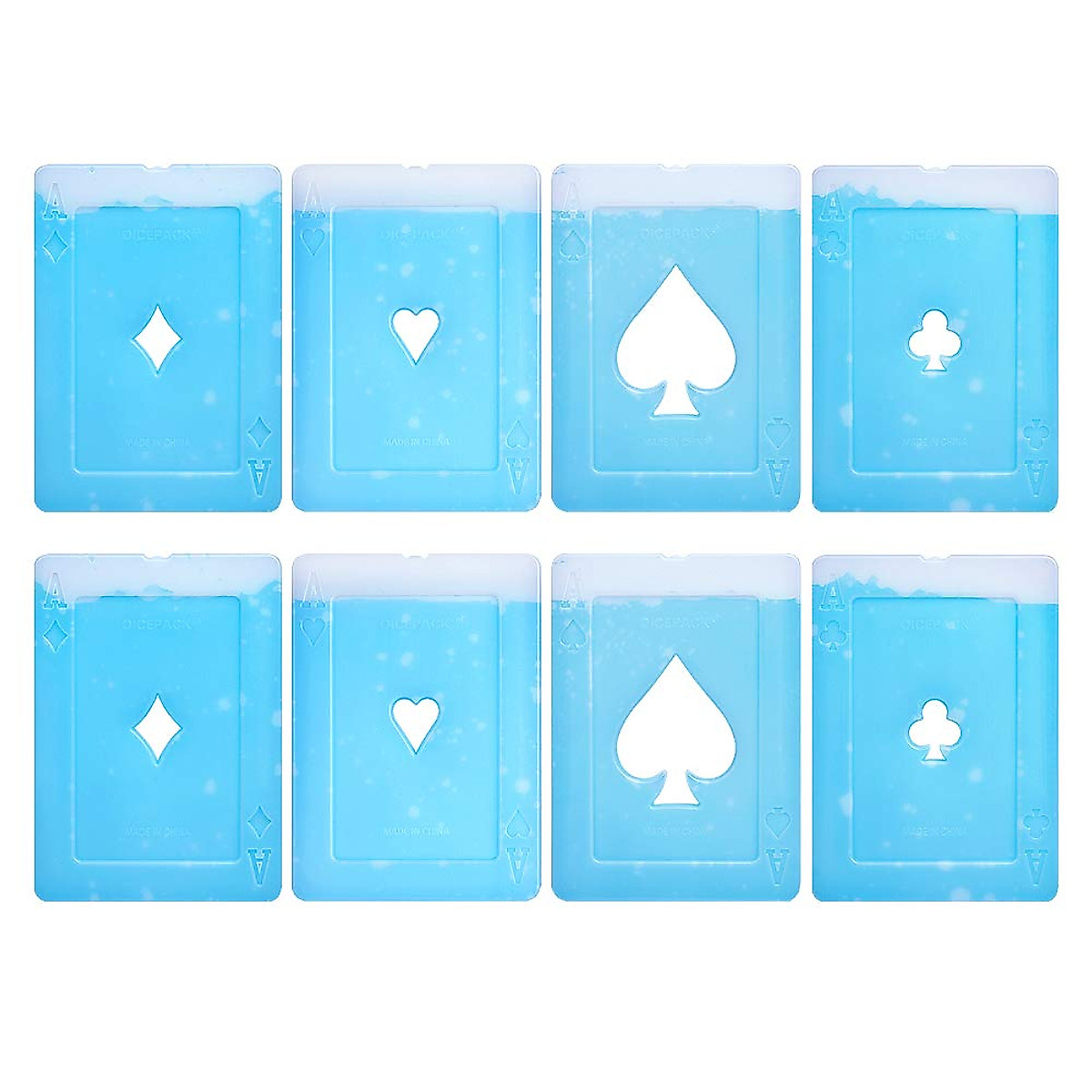 OICEPACK 8 x Ice packs for Lunch Box, Freezer Ice packs Slim Long Lasting Cool packs for Lunch Bags and Cooler, Poker Design