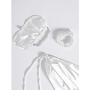 LYANER Women's Pajamas Set 7pcs Silk Satin Sleepwear Loungewear Cami Shirt Pj Set White Small