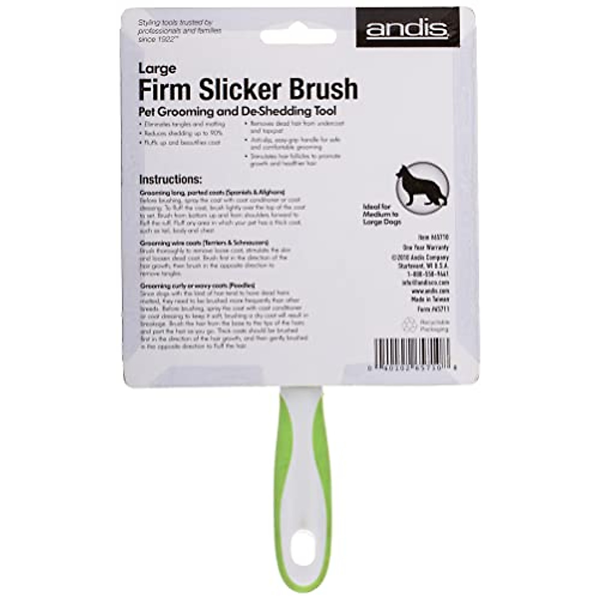 Andis Pet Large Firm Slicker Brush (65710), Black