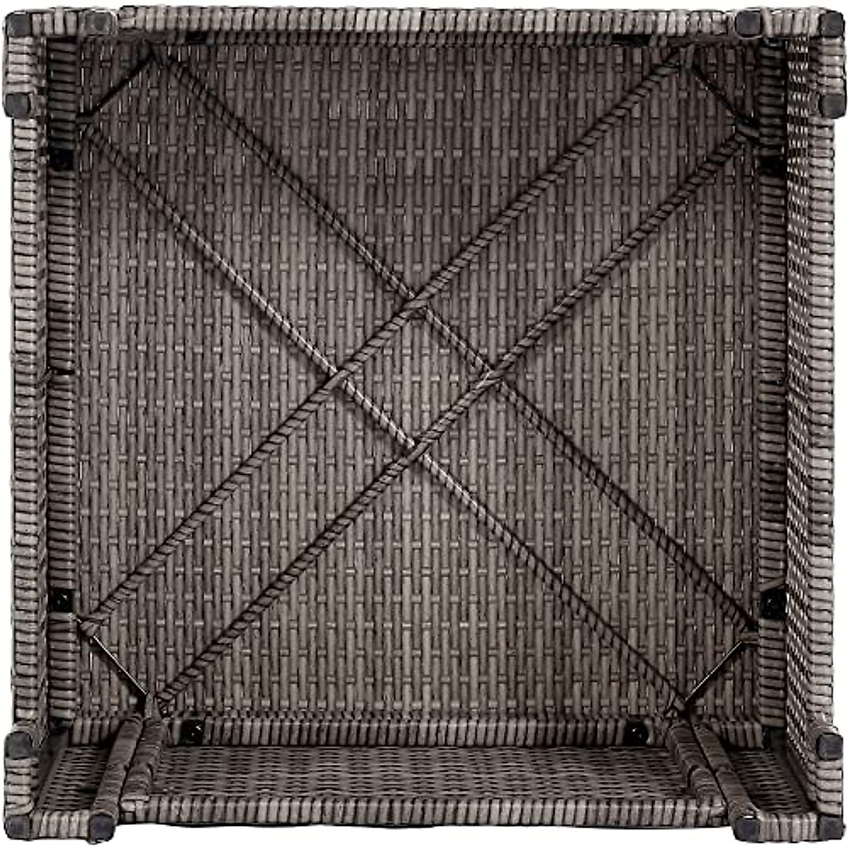 DHPM Furniture 6 Pieces Outdoor Sectional PE Rattan Sofa Brown Manual Wicker Patio Conversation Set with 2 Corner, 2 Single Chairs, 1 Ottoman and 1 Storage Table, Beige