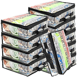 Hlimior 10 Pcs Extra Large Clear Travel Packing Cube，16 x 12 x 4 Clear Vinyl Zippered Storage Bags See Through Moving Bag Plastic Storage Bags PVC Multipurpose Pouch with Handle for clothing Storage