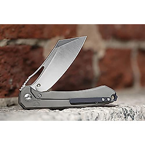 Drop + Ferrum Forge Buc Titanium Frame Lock Folding Pocket Knife (Blue)